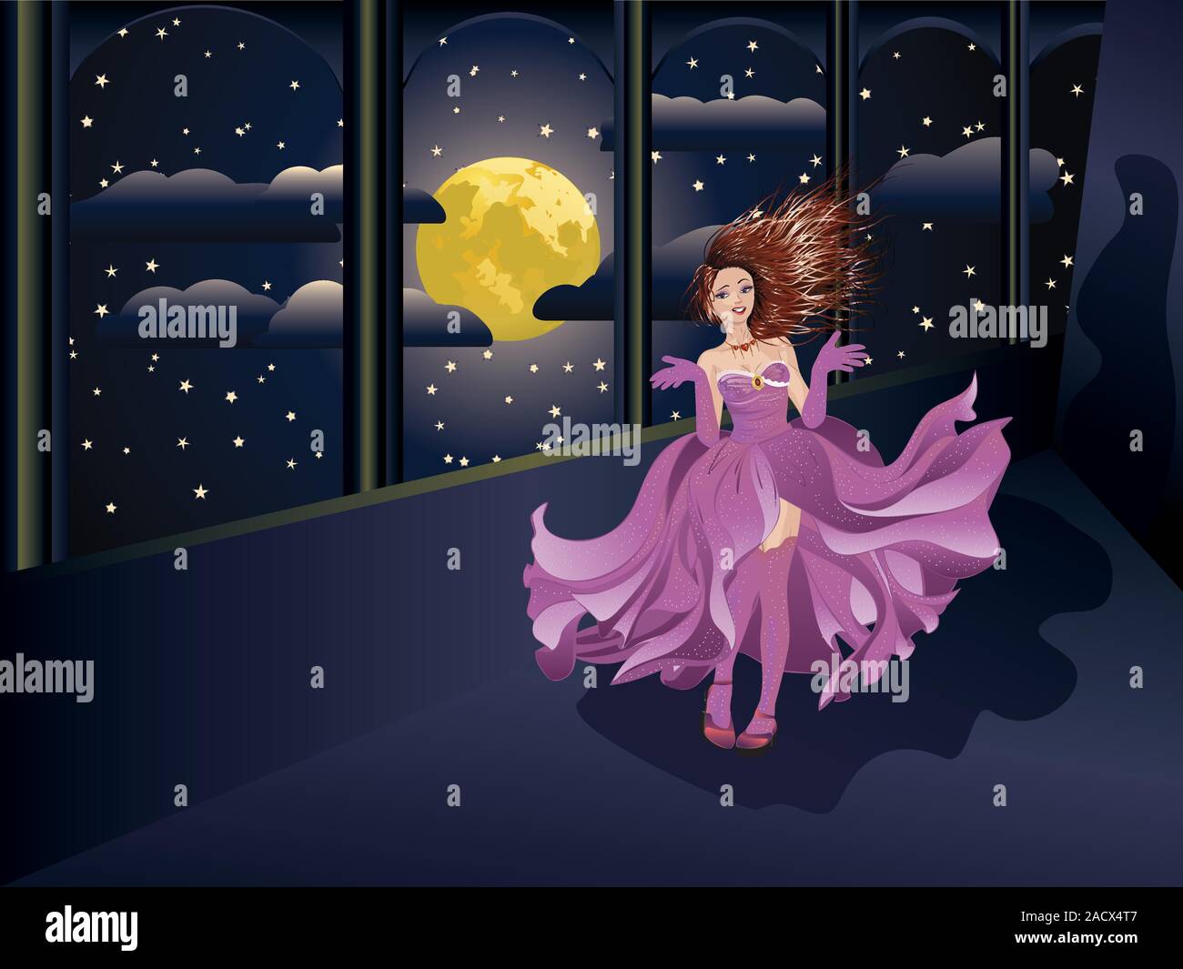 Woman with flowing dress Stock Vector Images - Alamy