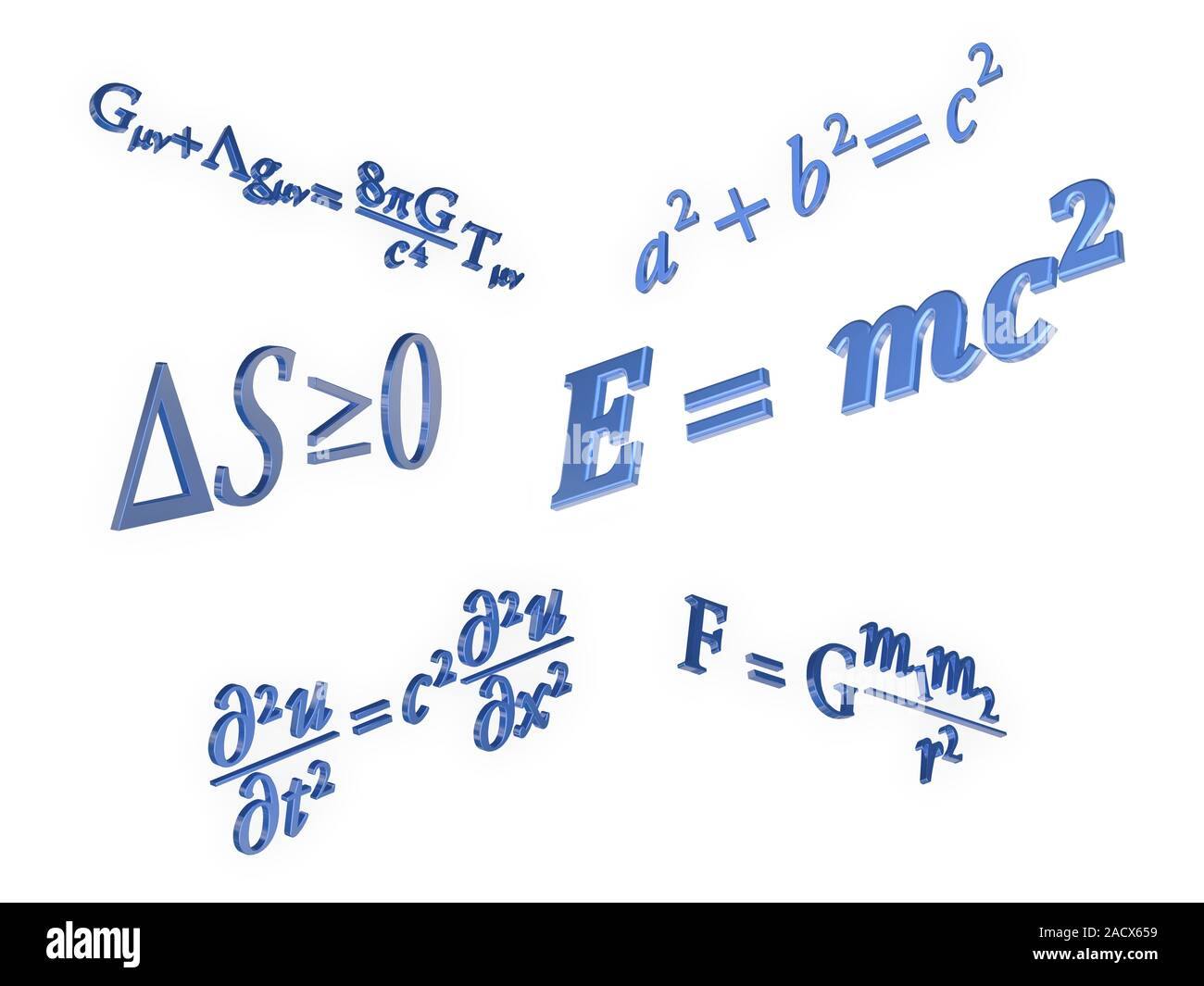 Equations. Artwork showing a variety of important scientific and ...
