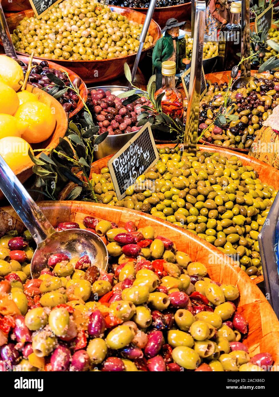 Selection of olives on a market Stock Photo - Alamy
