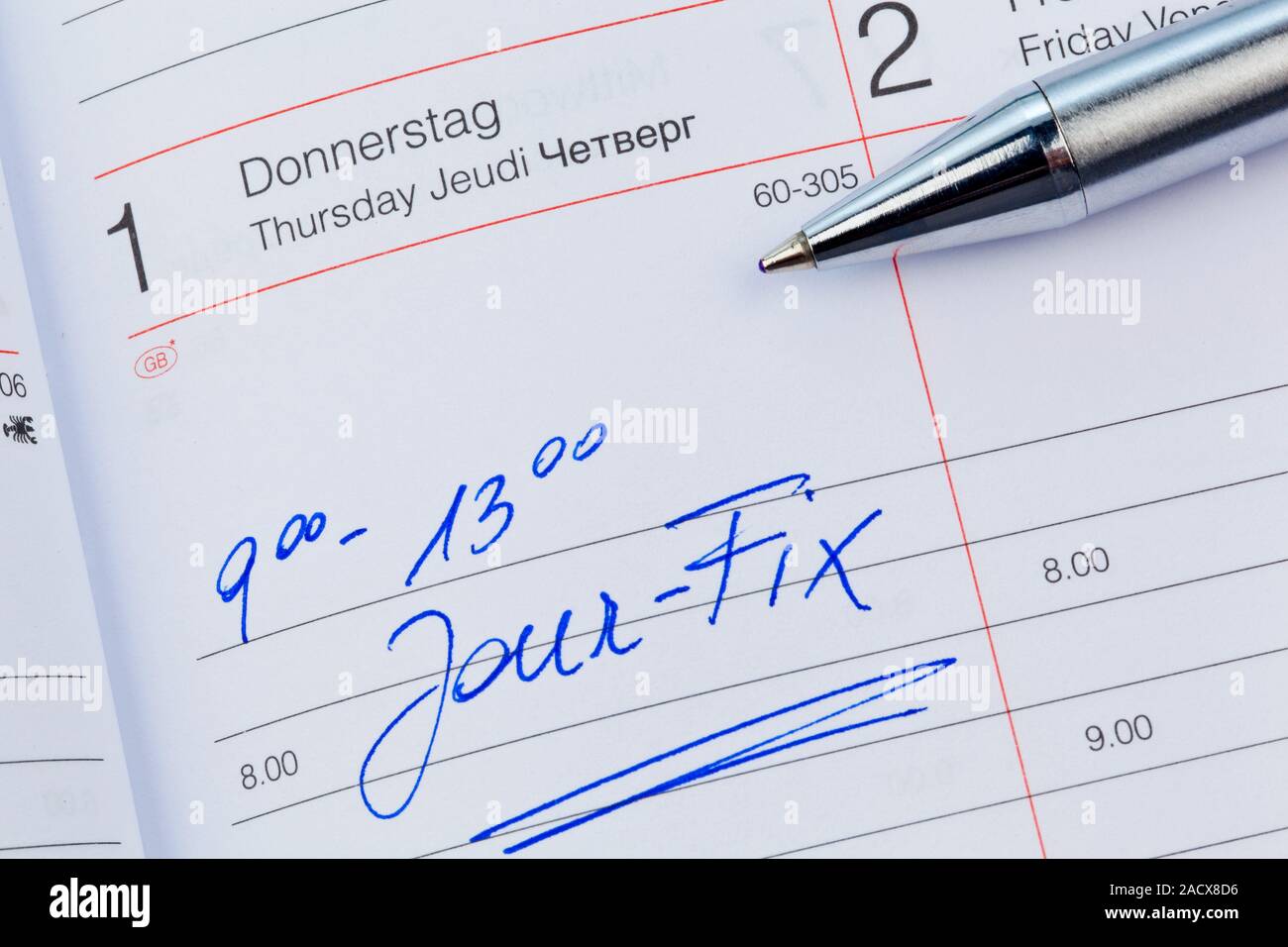 Calendar entry: Jour Fix Stock Photo - Alamy