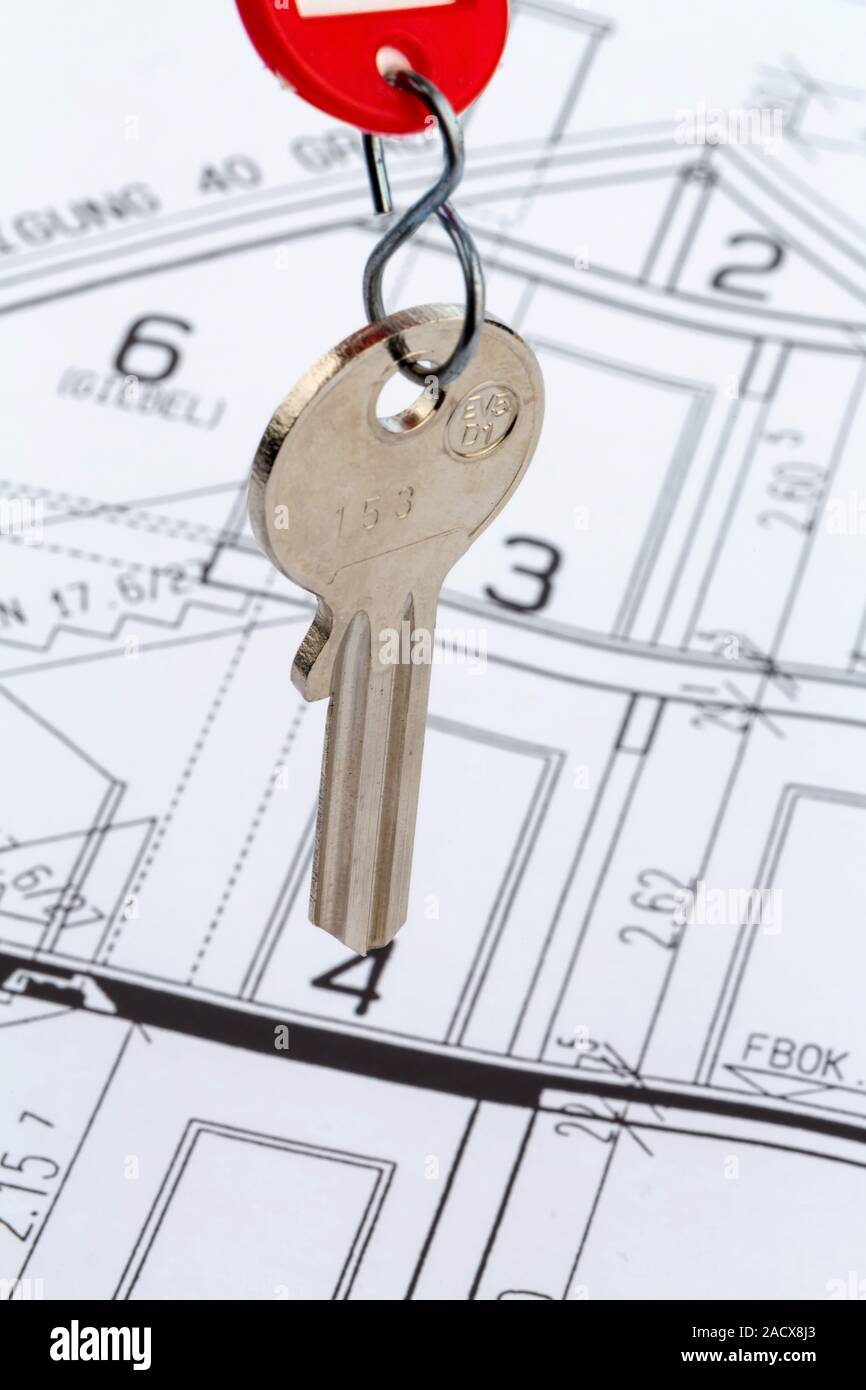 House plan with key Stock Photo - Alamy