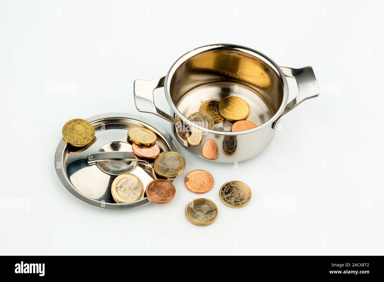 Pot with coins Stock Photo - Alamy