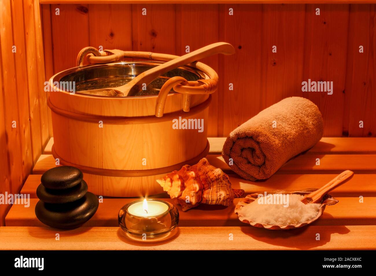 Wellness and spa in the sauna Stock Photo - Alamy