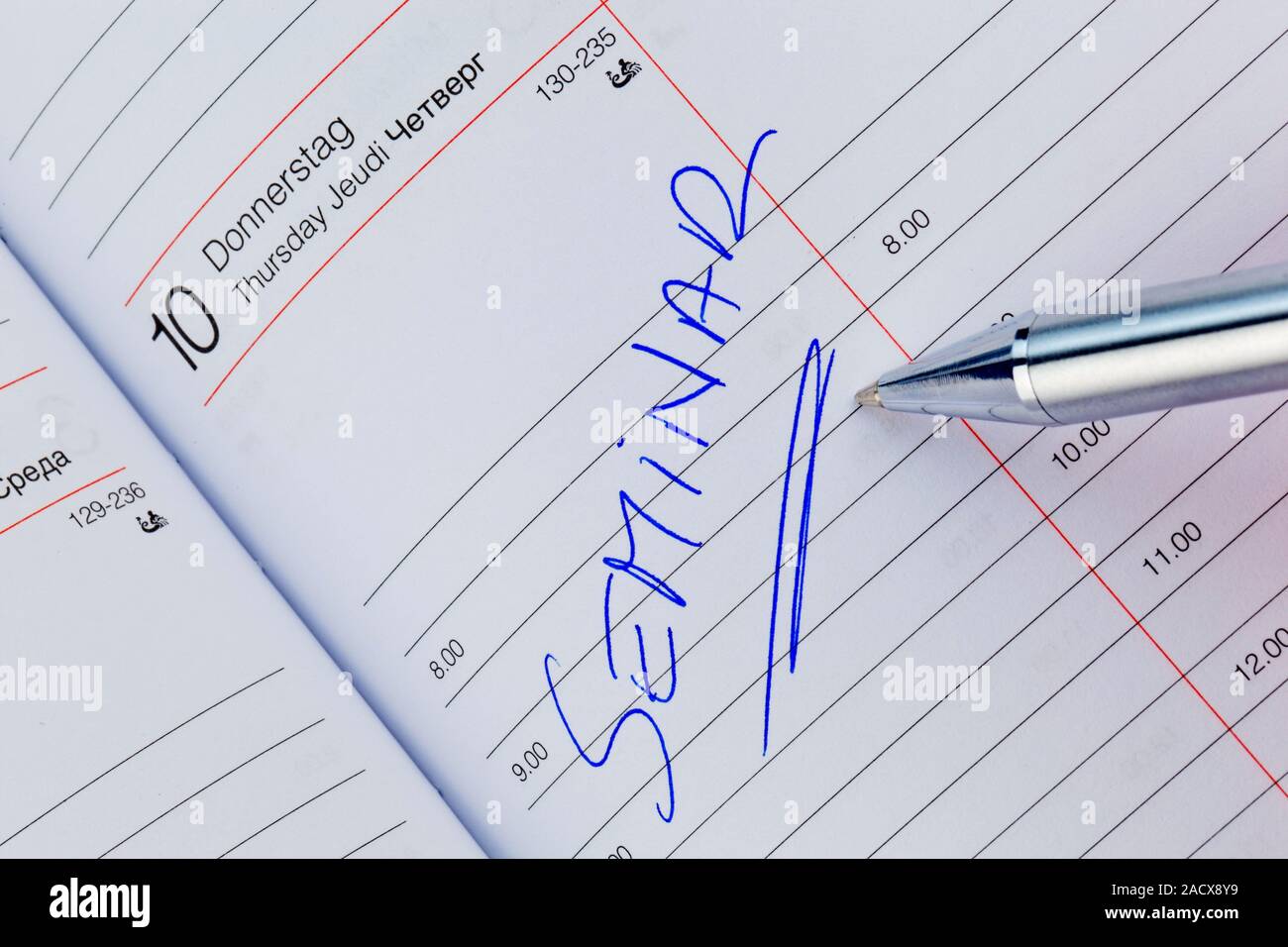 Calendar entry: Seminar Stock Photo - Alamy