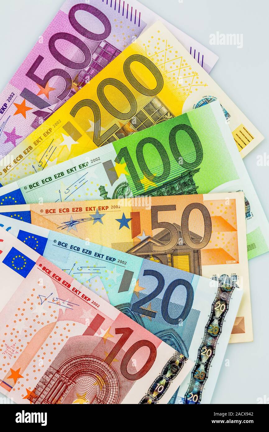 Many different Euro banknotes Stock Photo - Alamy