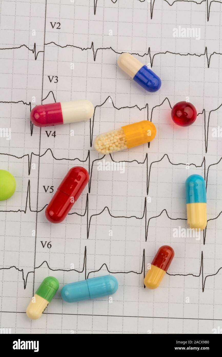 Tablets on an ECG Stock Photo - Alamy
