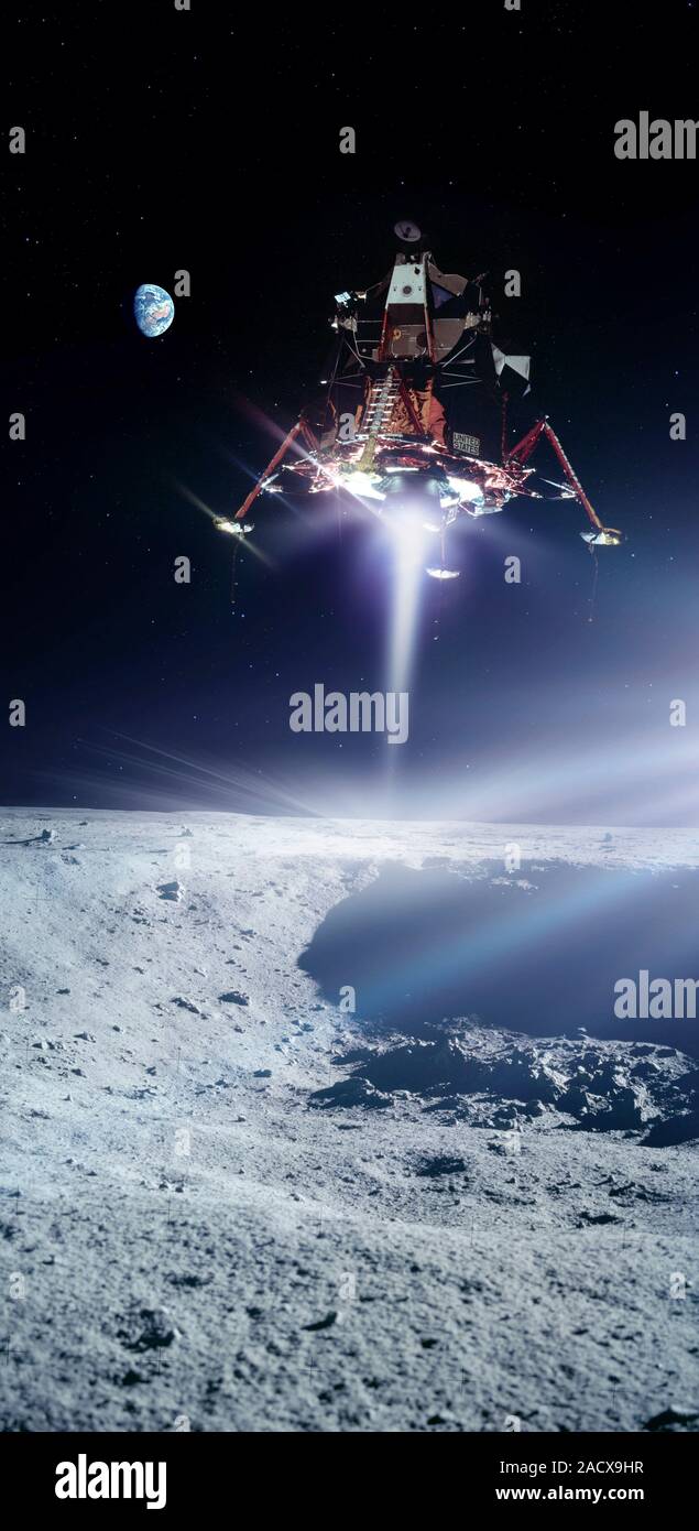 Composite image of the Apollo 11 Eagle lunar module landing on the moon ...
