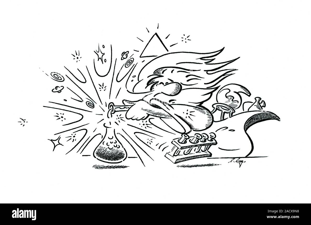 God and the Big Bang, cartoon artwork Stock Photo - Alamy