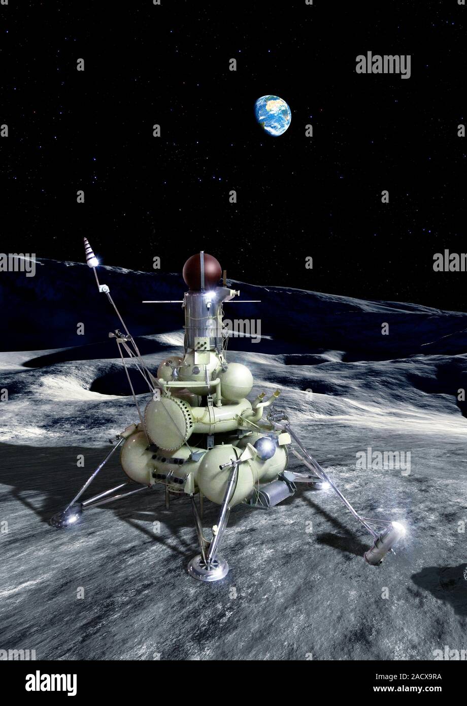 Luna 16 lunar space probe, composite enhanced image. Luna 16 was an ...
