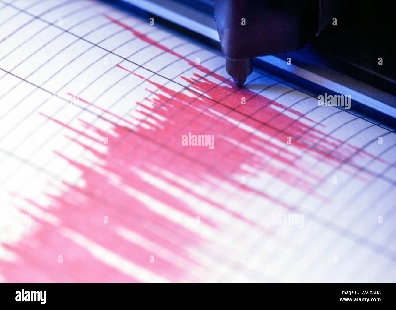 Close-up of a plotter pen. Plotter pens are used to chart minute ...