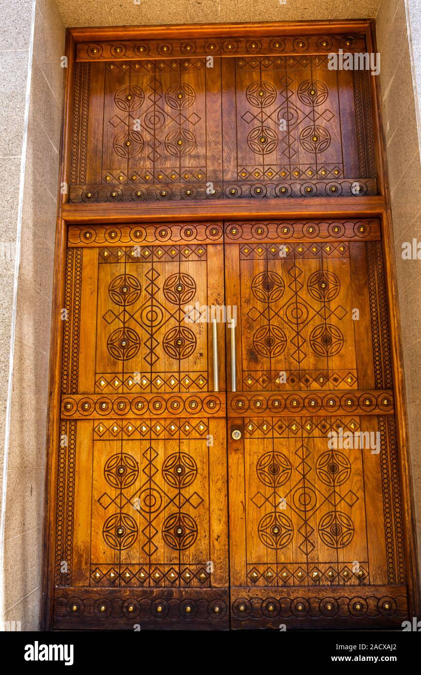 Traditional wood door ornament in the Al Murabba Historical Palace ...