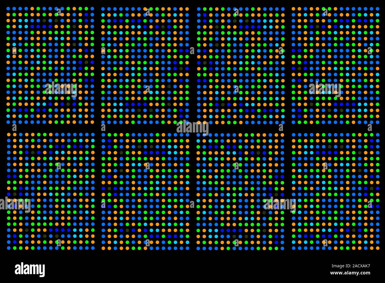 DNA microarray, computer artwork. DNA (deoxyribonucleic acid ...