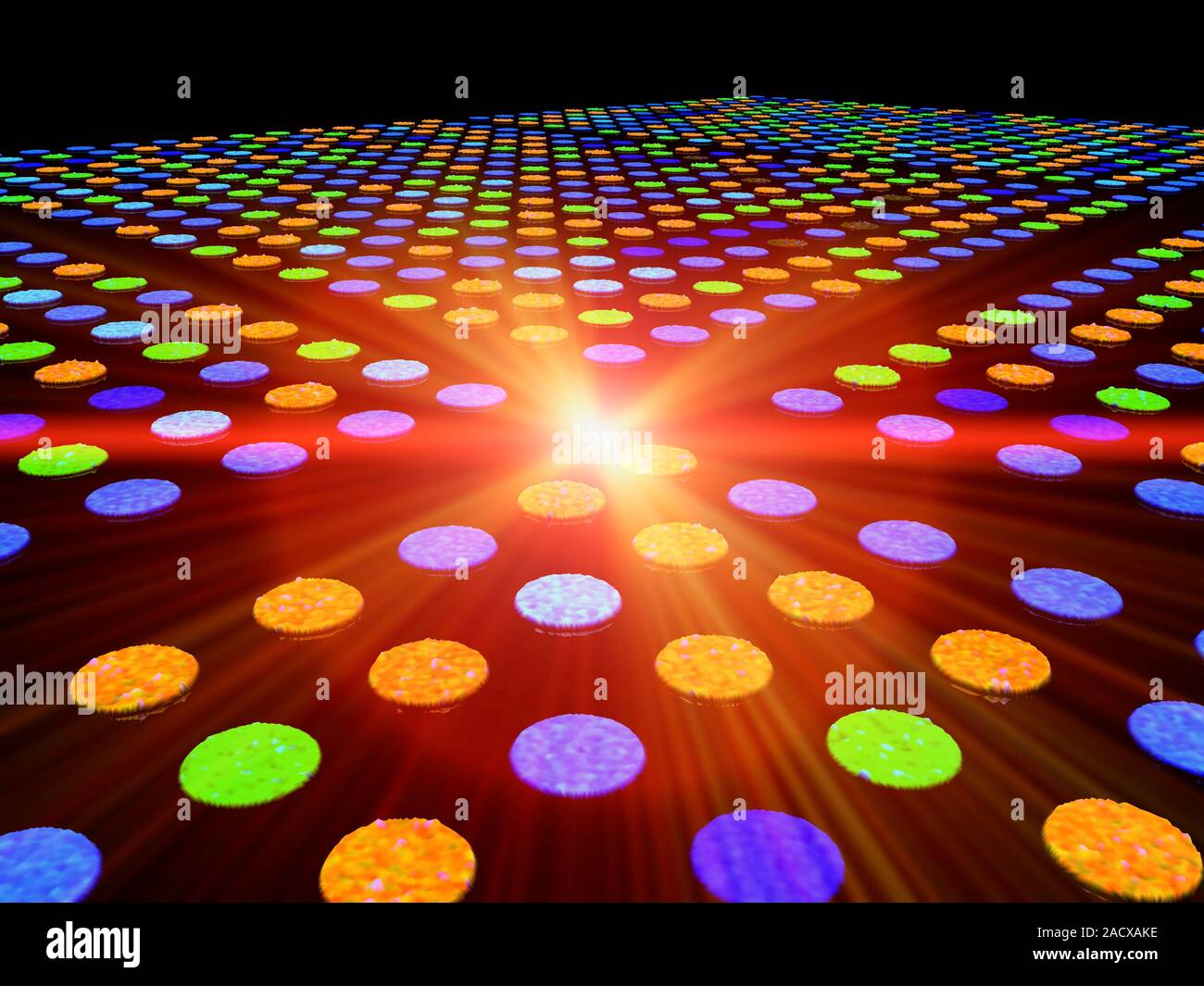 DNA microarray, computer artwork. DNA (deoxyribonucleic acid ...