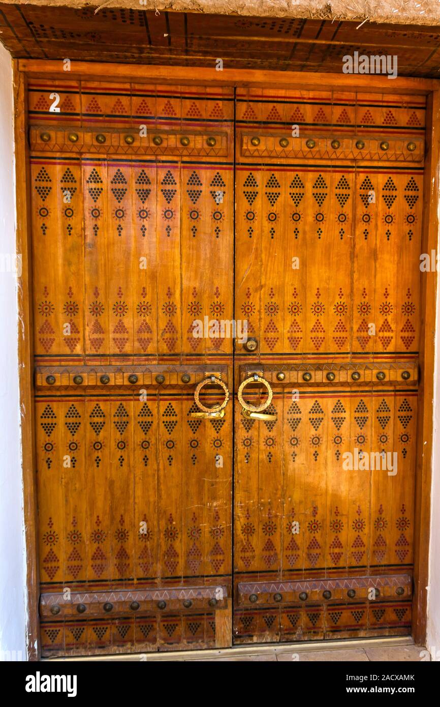 Traditional wood door ornament in the Al Murabba Historical Palace ...