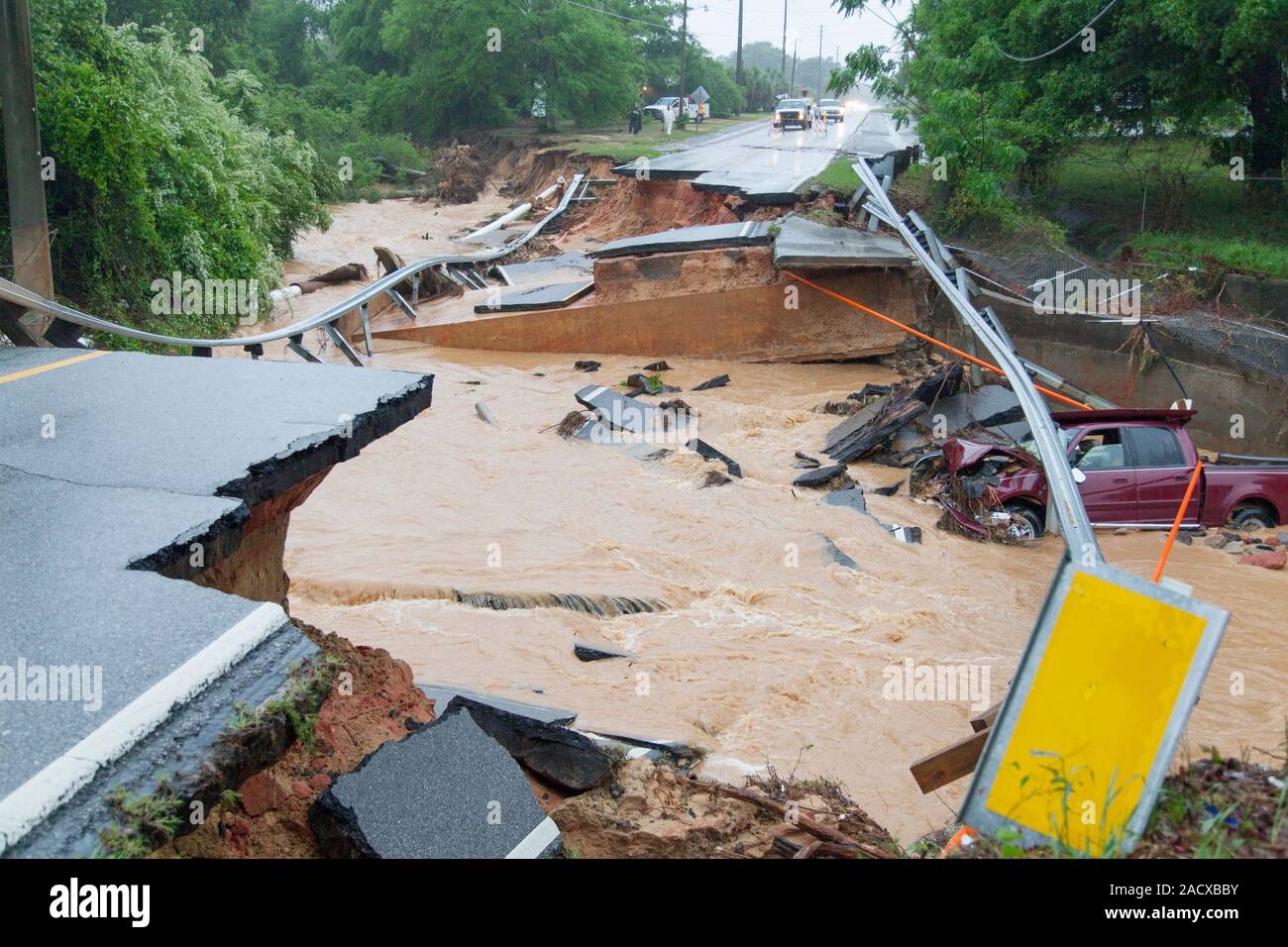 Road washed out by flooding. This road was destroyed by flooding from ...