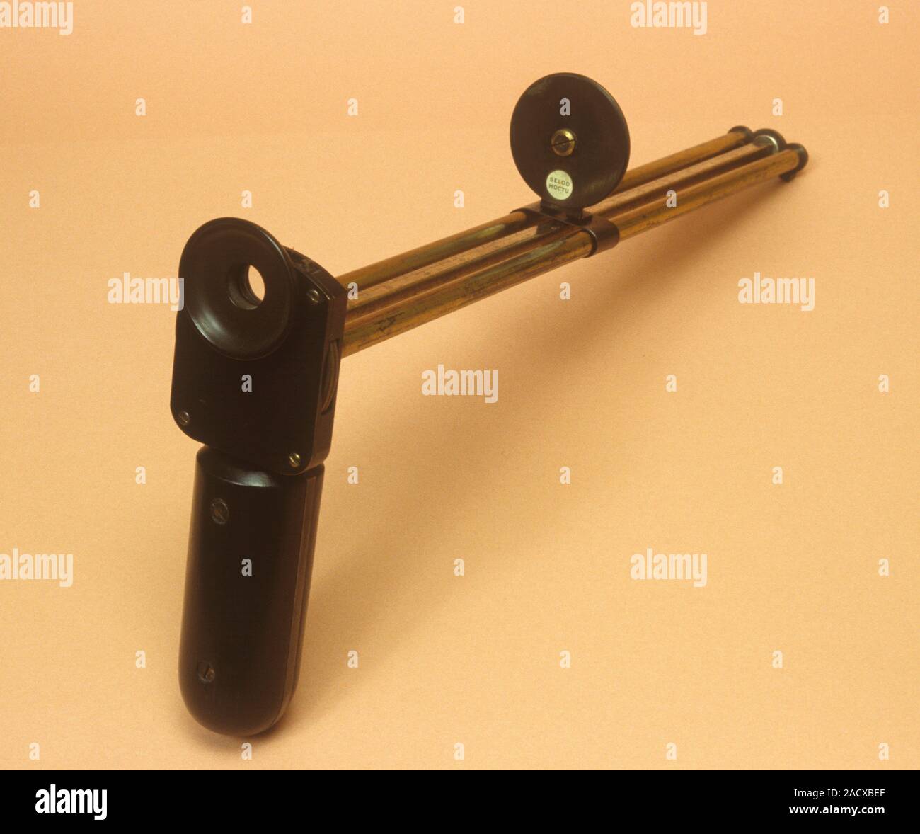 Metal and ebonite optometer. An optometer is a device used to assess ...