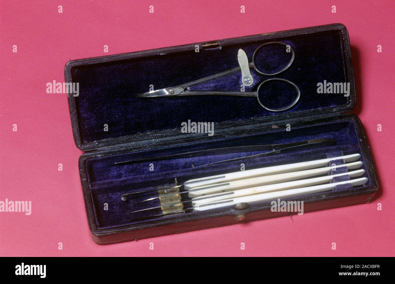 Set of ivory handled scalpels for eye surgery. The nineteenth century ...