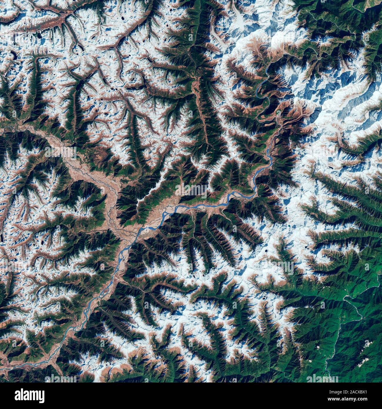 Yarlung Tsangpo Canyon, Tibet, satellite image. The Yarlung Tsangpo ...