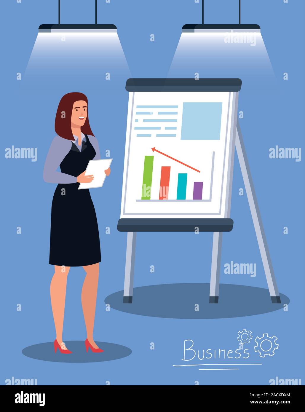 business woman with infographic presentation Stock Vector Image & Art ...