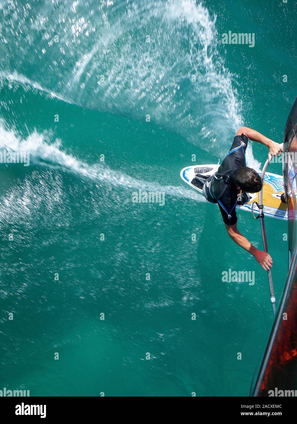 Windsurfing. Windsurfer from above Stock Photo - Alamy