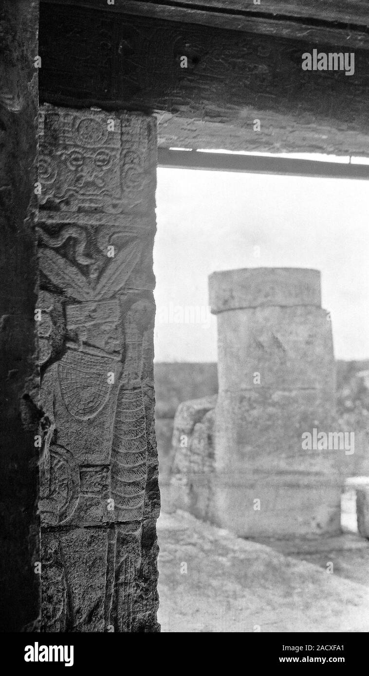 Mayan temple stele in Chiapas, Mexico. The Maya were an ancient ...