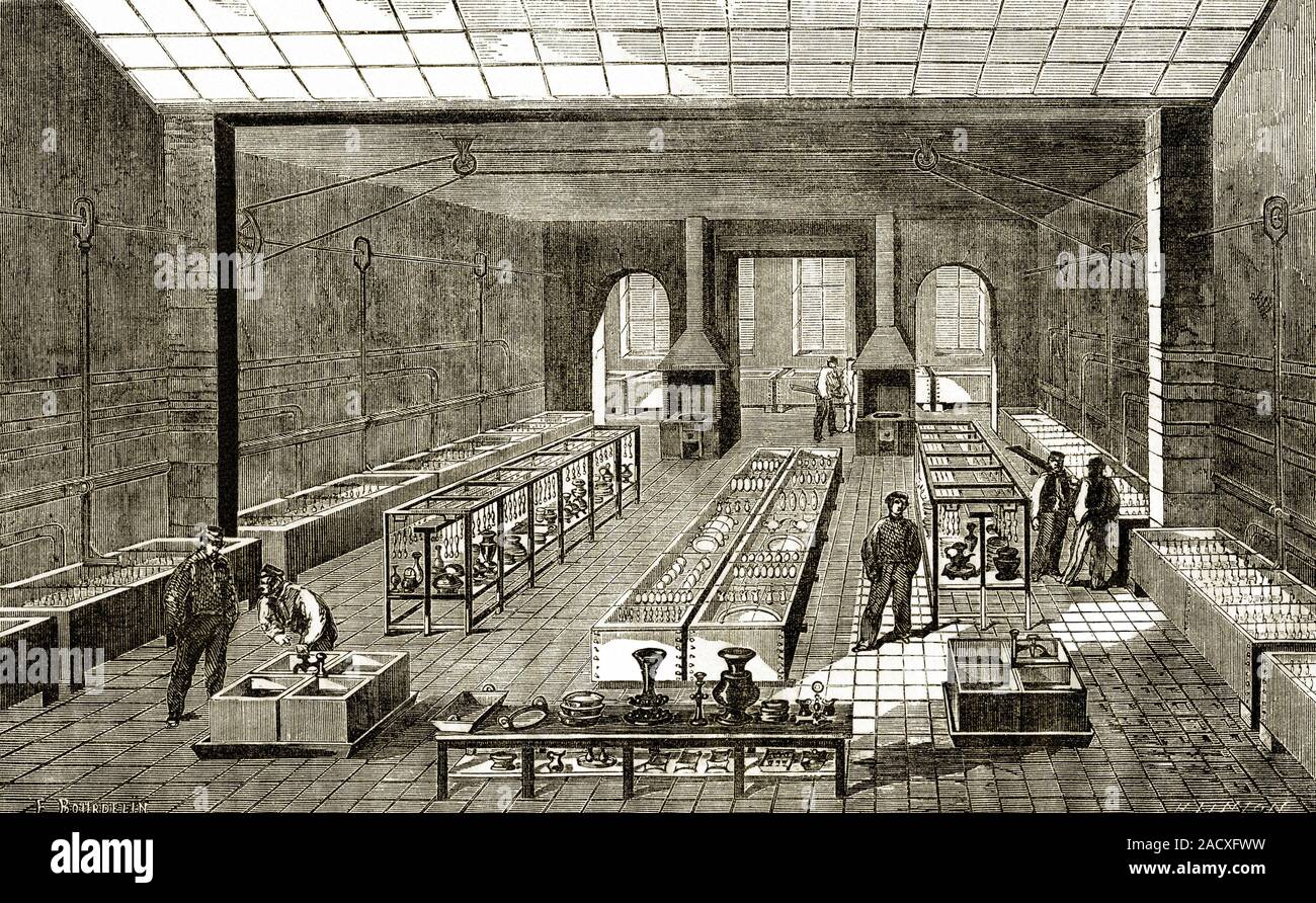 The silvering workshop in the 1860 Christofle factory. Realizing the ...
