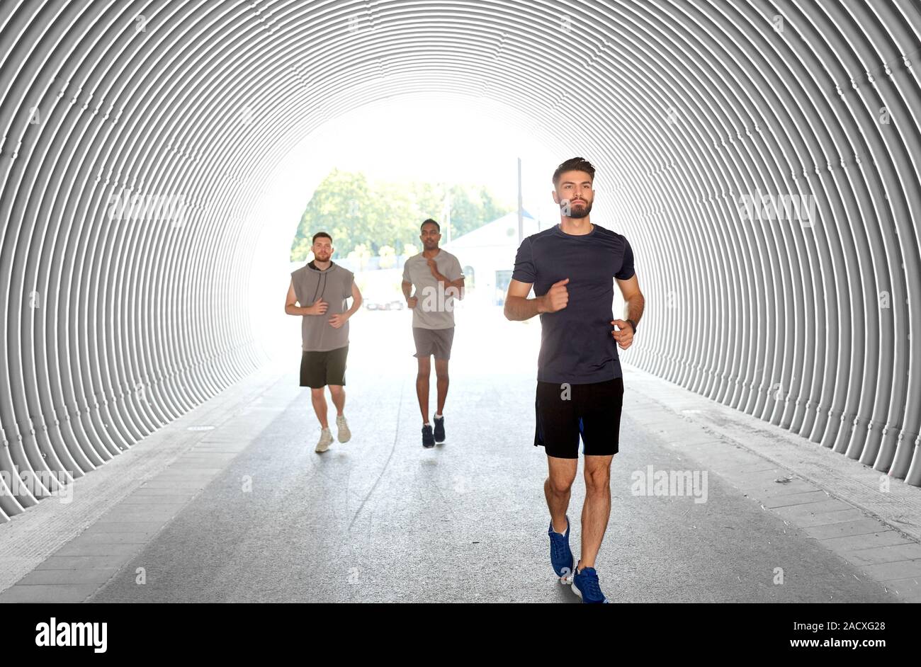 fitness, sport and healthy lifestyle concept - young men or male ...