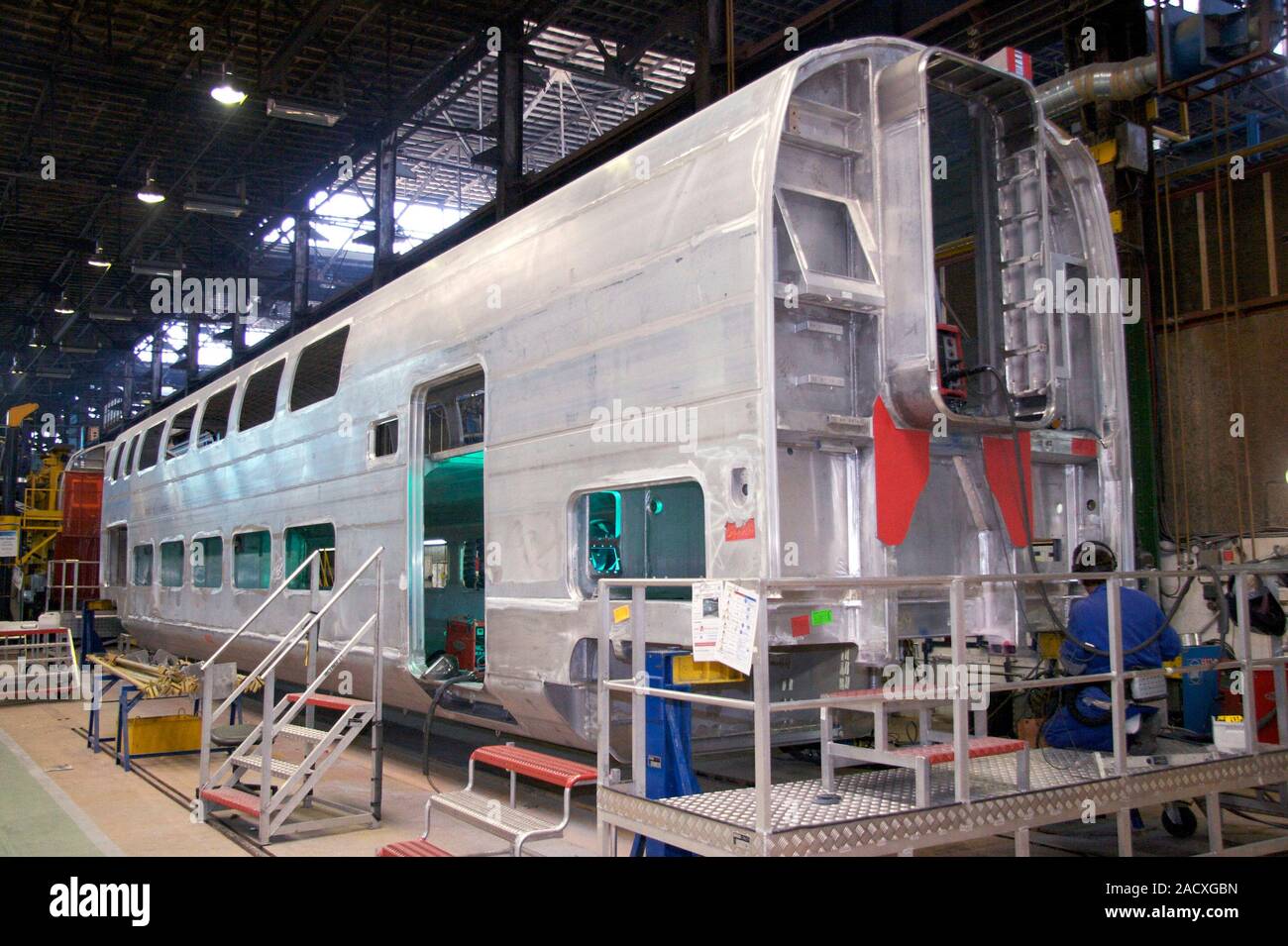 Doubledecker train construction. View of the carriage of a two-floor ...