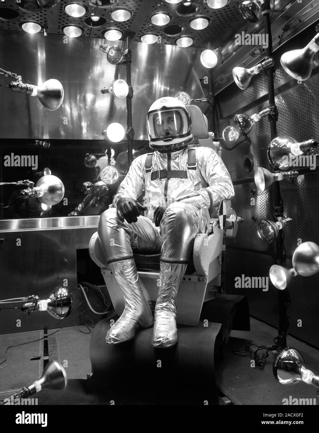 X-15 flight suit testing. US test pilot Scott Crossfield (1921-2006 ...