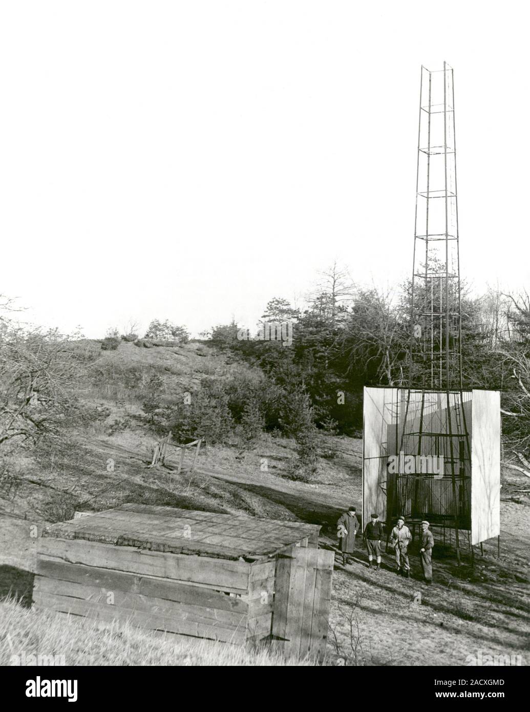 Goddard rocket launch tower. US rocket scientist Robert H. Goddard ...