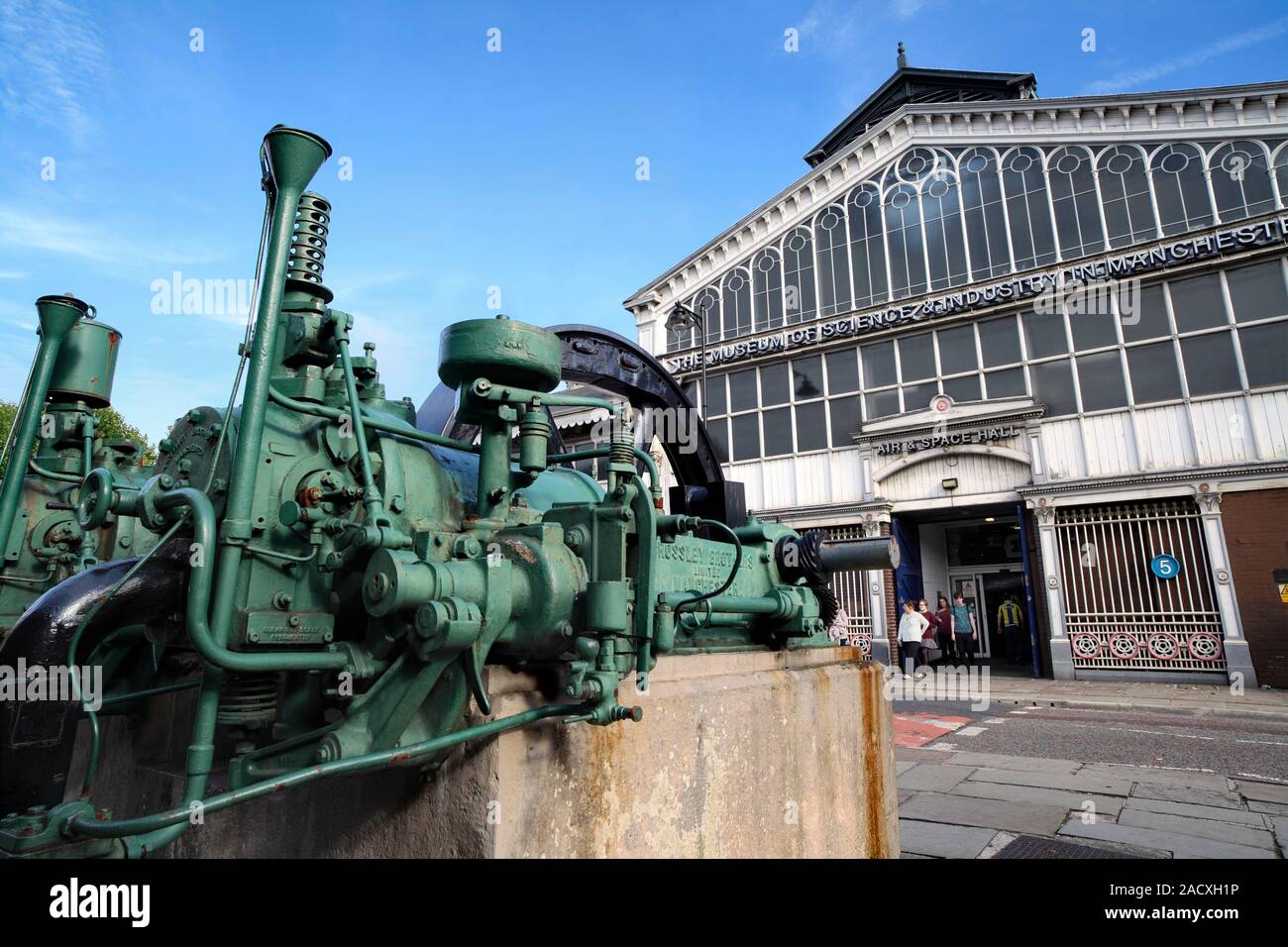 Preserved two-cylinder Crossley engine. This engine, used to generate ...