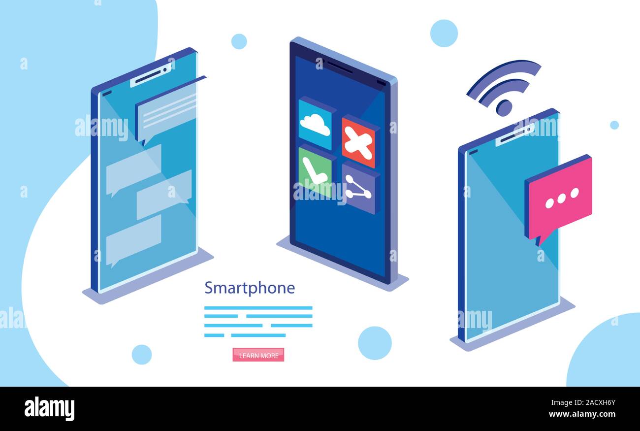 Isometric digital smartphones vector design Stock Vector Image & Art ...