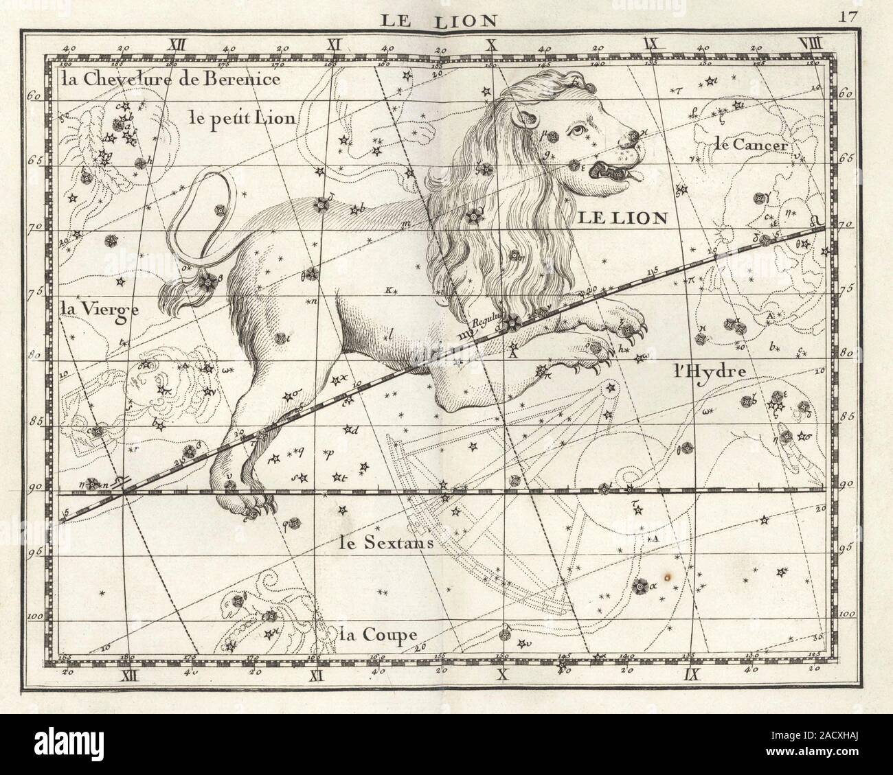 Leo constellation, artwork. Leo, or the Lion, was one of the first ...