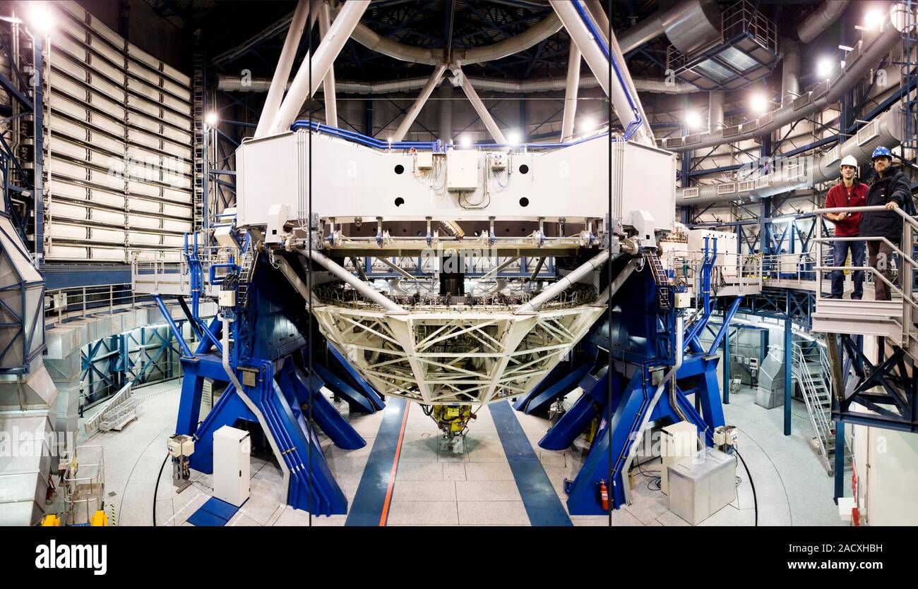 Very Large Telescope. The interior of one of the giant telescopes of ...