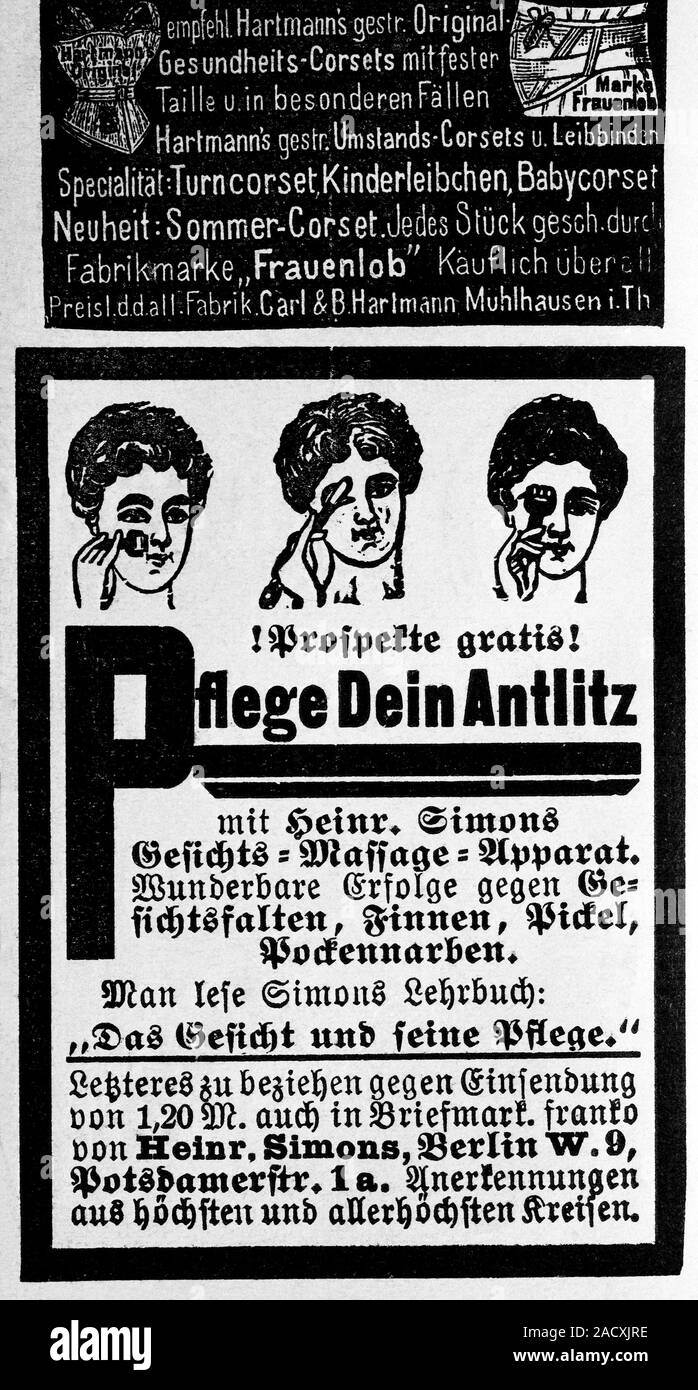 German cosmetics advertisement from 1890 Stock Photo - Alamy