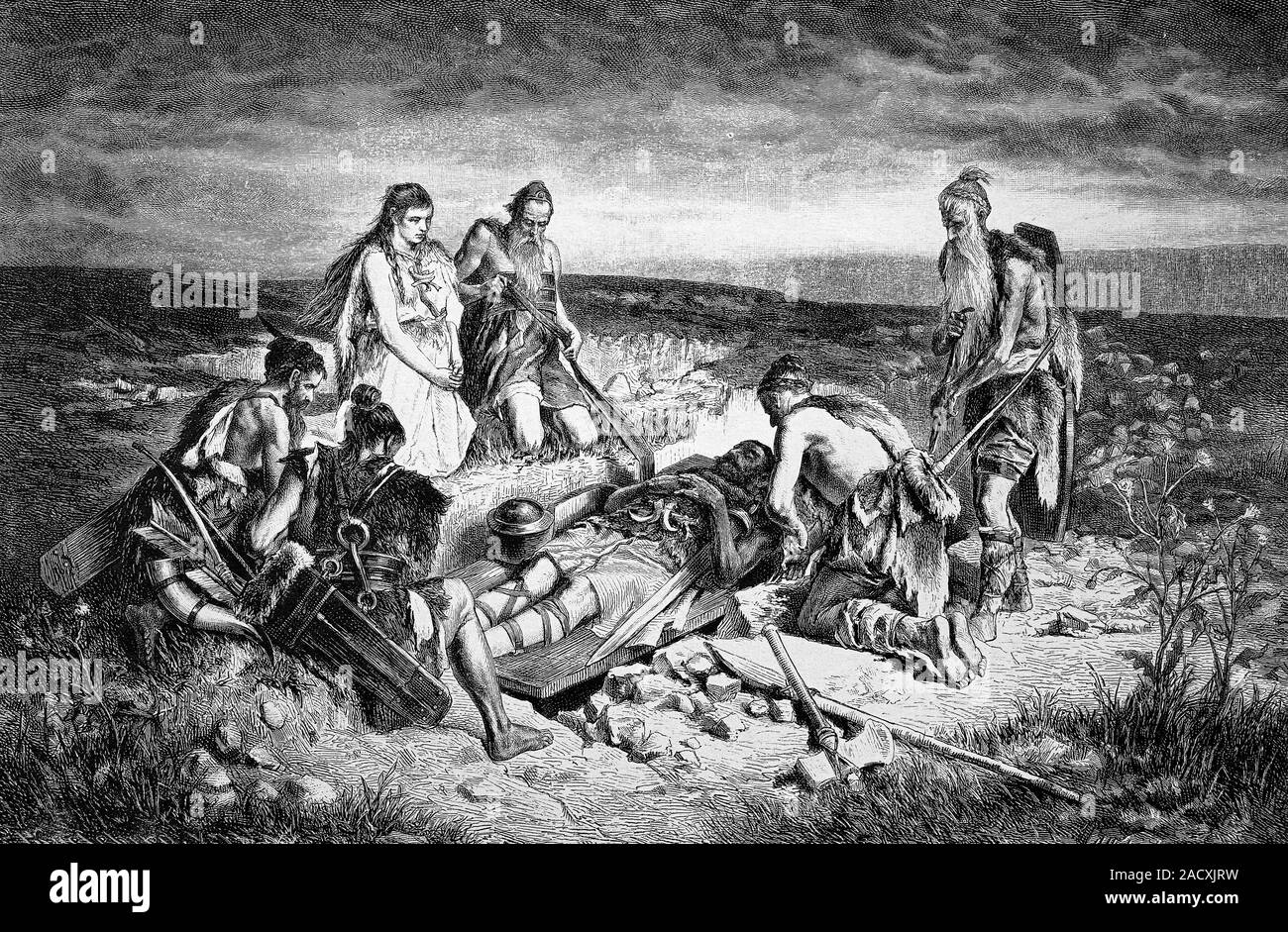 Ancient Germanic burial, artwork Stock Photo - Alamy