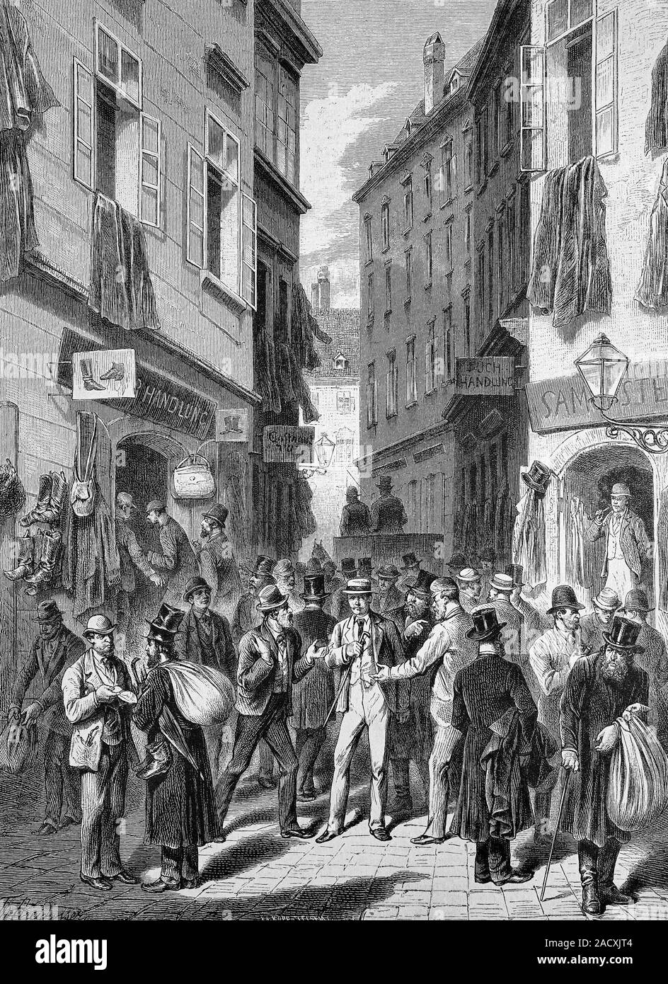 Jewish Street, Vienna, Austria, 19th century artwork Stock Photo - Alamy
