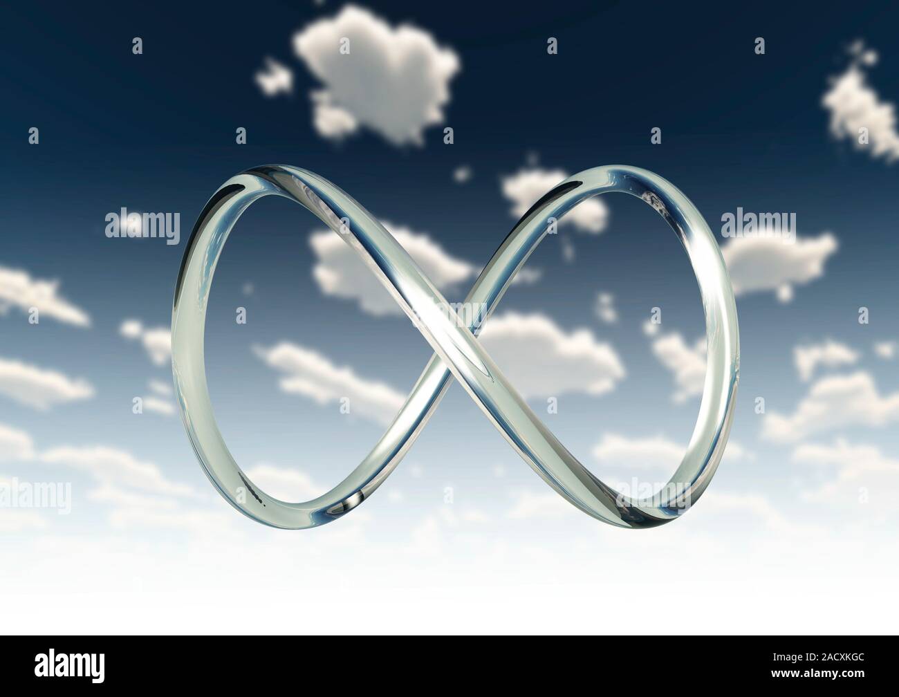 Infinity loop with clouds, artwork. This symbol represents the ...