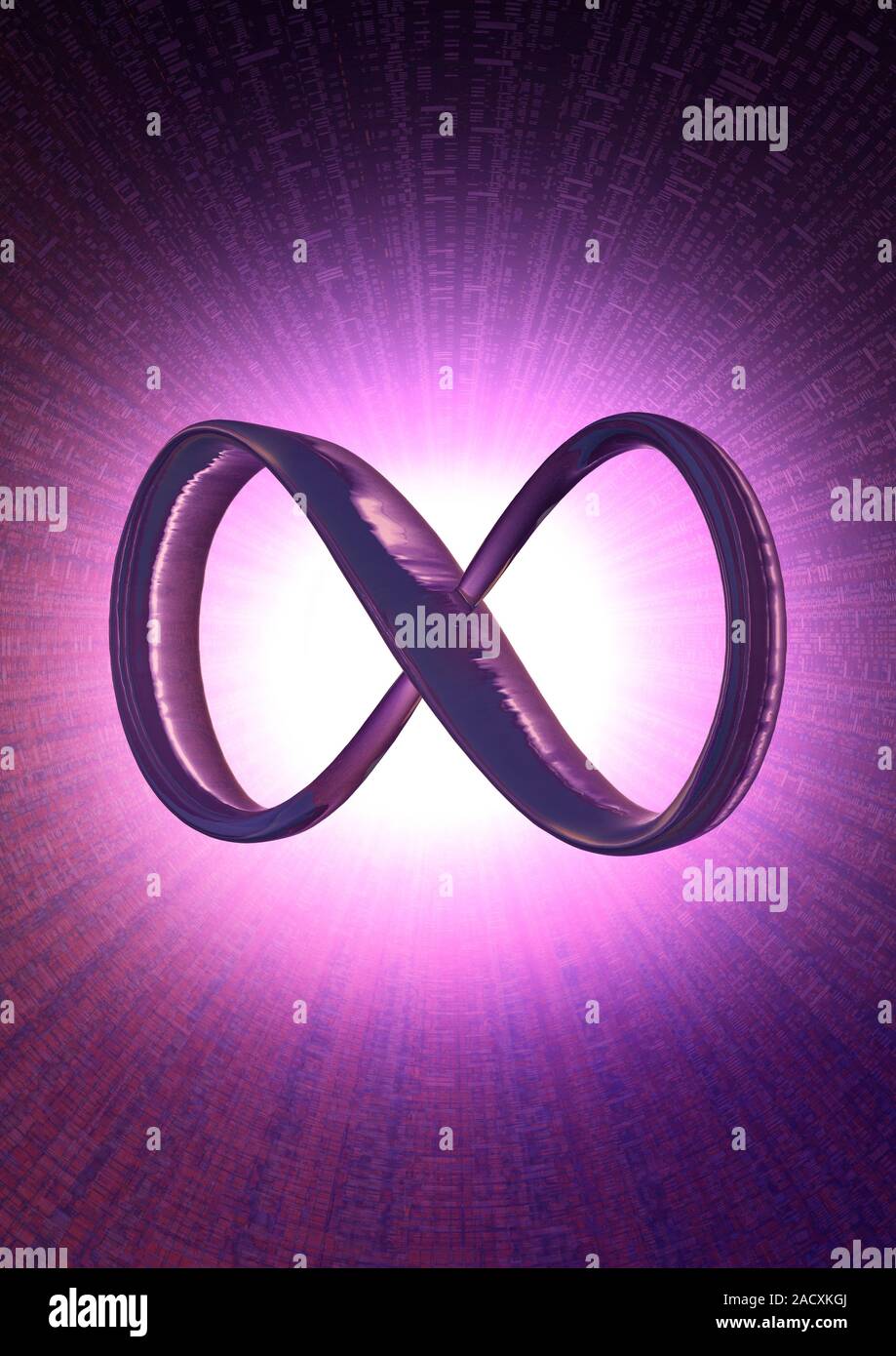 Infinity loop and glowing light, artwork. This symbol represents the ...