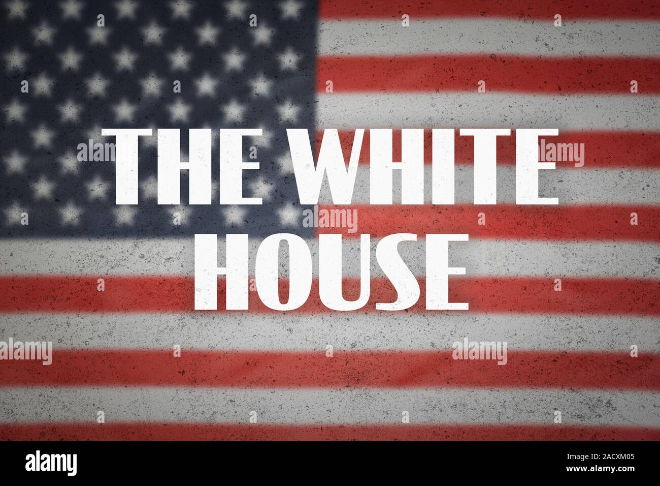 Words "The White House" on the American flag. USA themed political ...