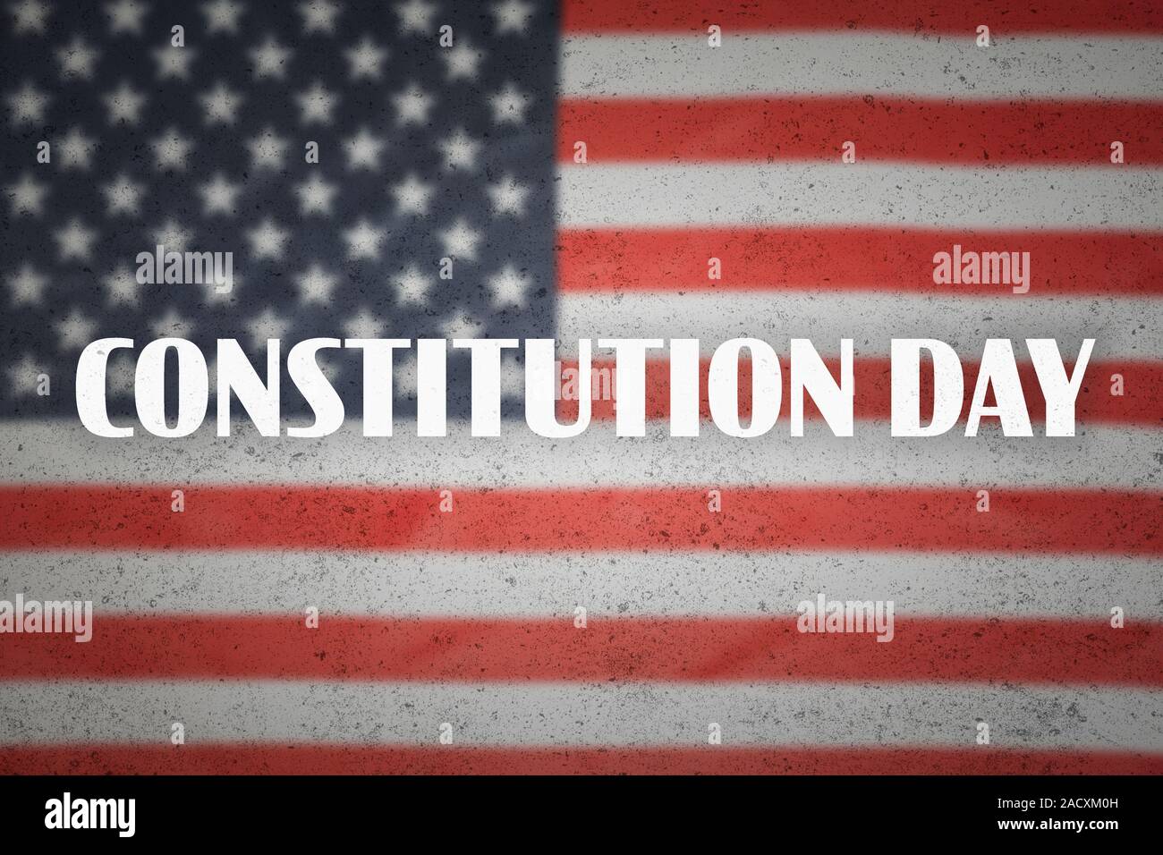 Words "Constitution day" on blurred American flag. Poster, banner and ...