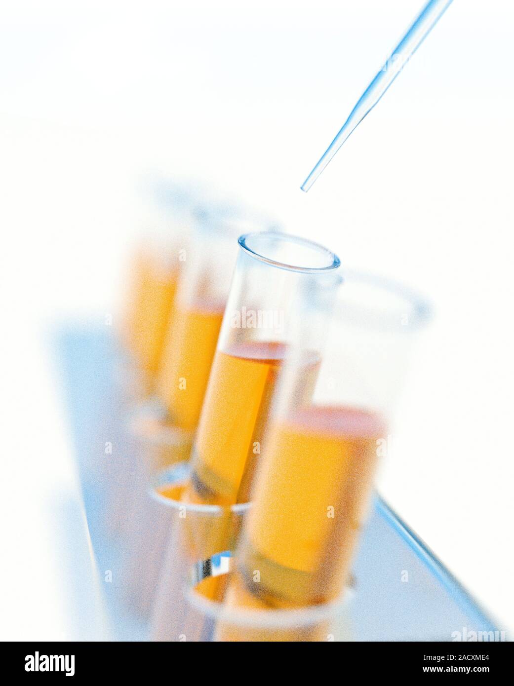 Laboratory glassware artwork. Glass test tubes and a pipette at top ...