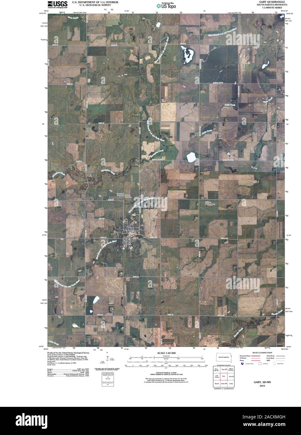 USGS TOPO Map South Dakota SD Gary 20100907 TM Restoration Stock Photo ...