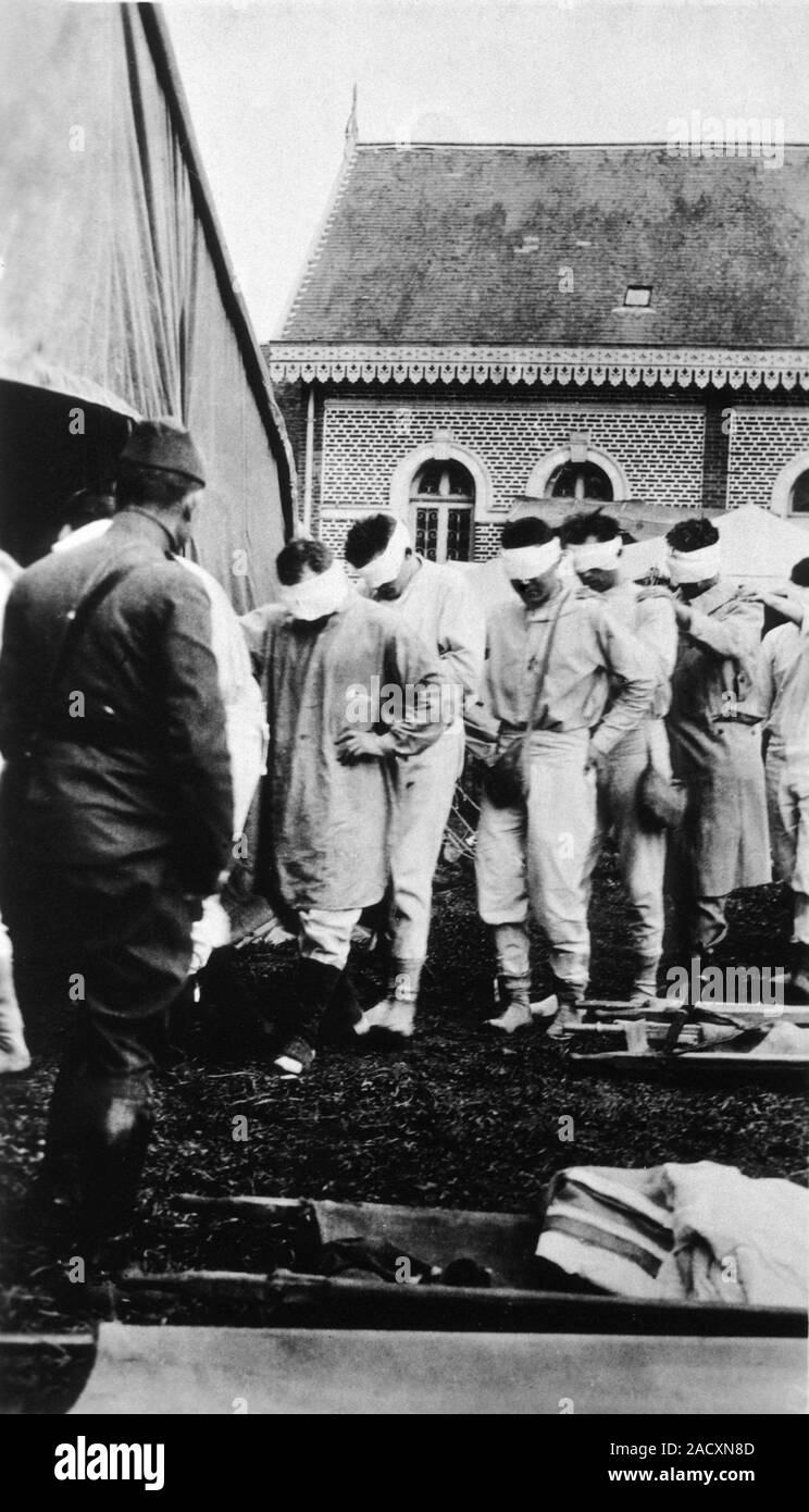 Gassed soldiers with their eyes bandaged. World War I (1914-1918) saw ...