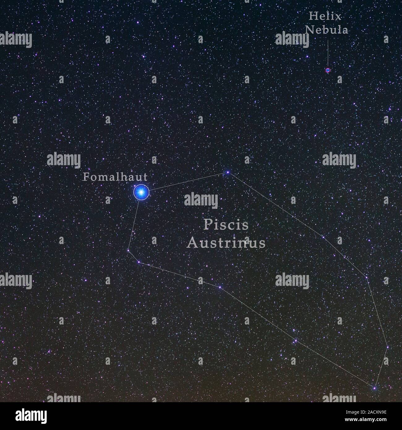 Optical image of the bright star Fomalhaut (Alpha Piscis Austrini) in the constellation Piscis ...