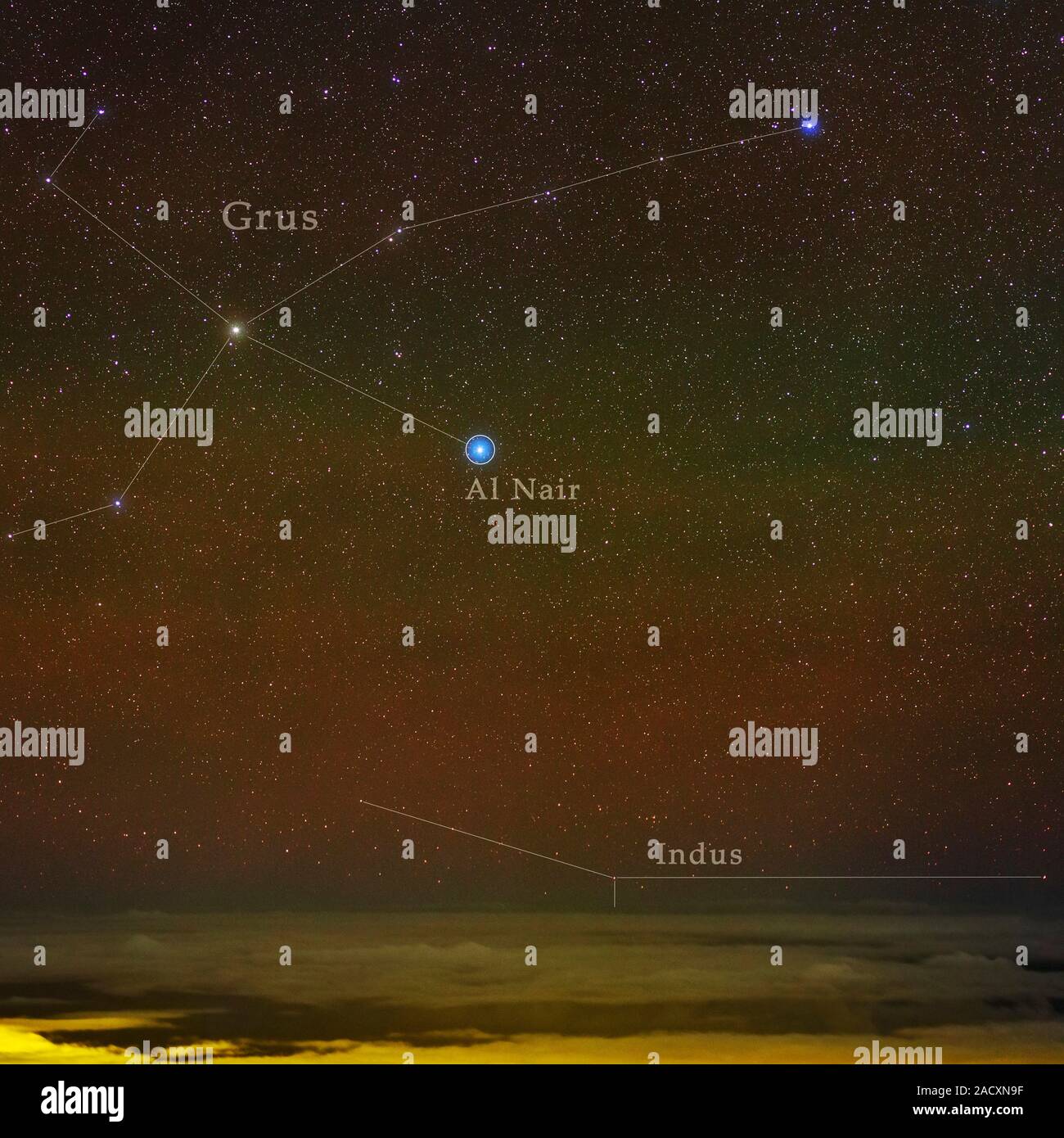 Constellation Grus. Optical image of the southern constellation Grus ...