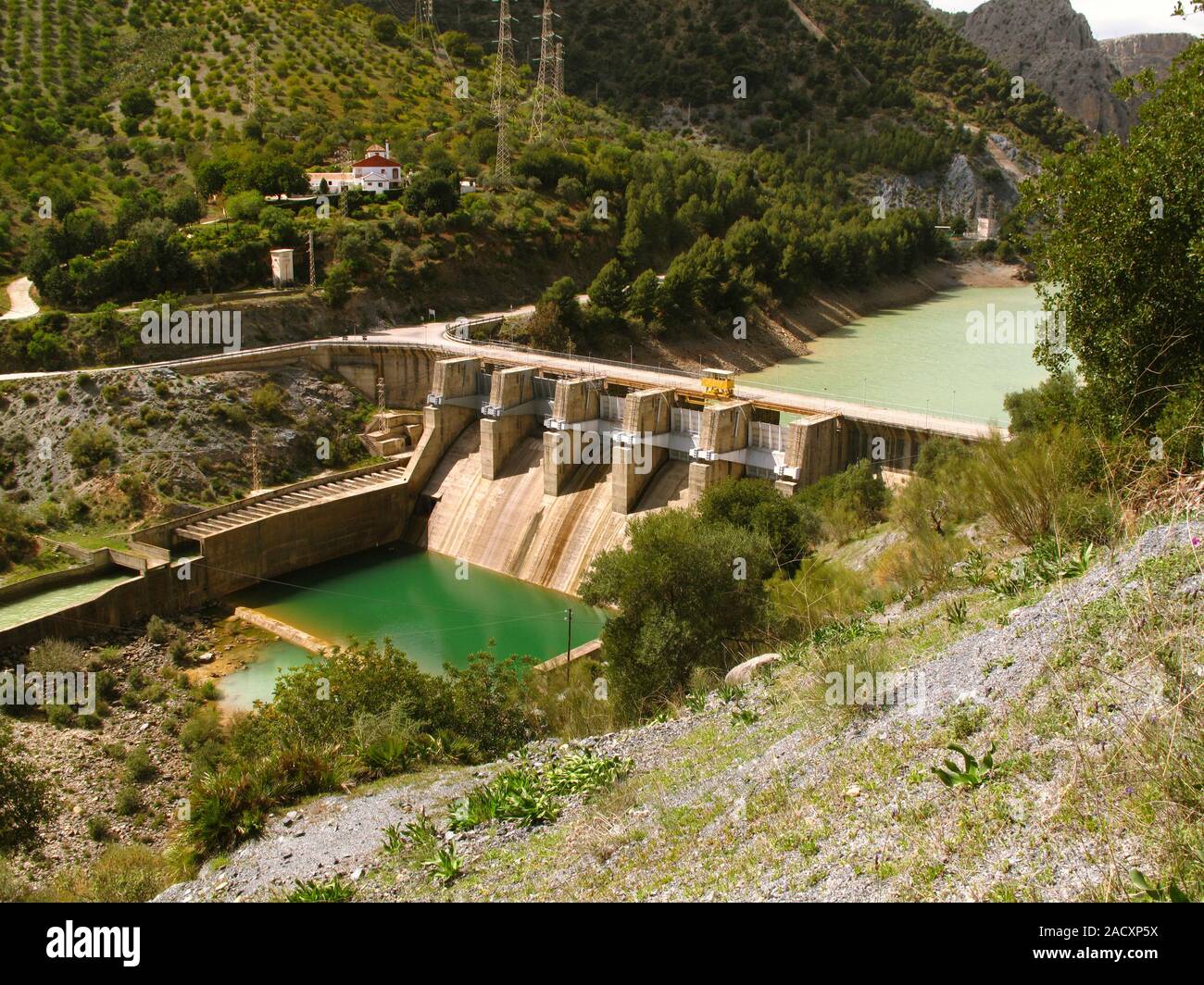 El Chorro Dam, El Chorro, Spain. This dam is part of a pump storage ...