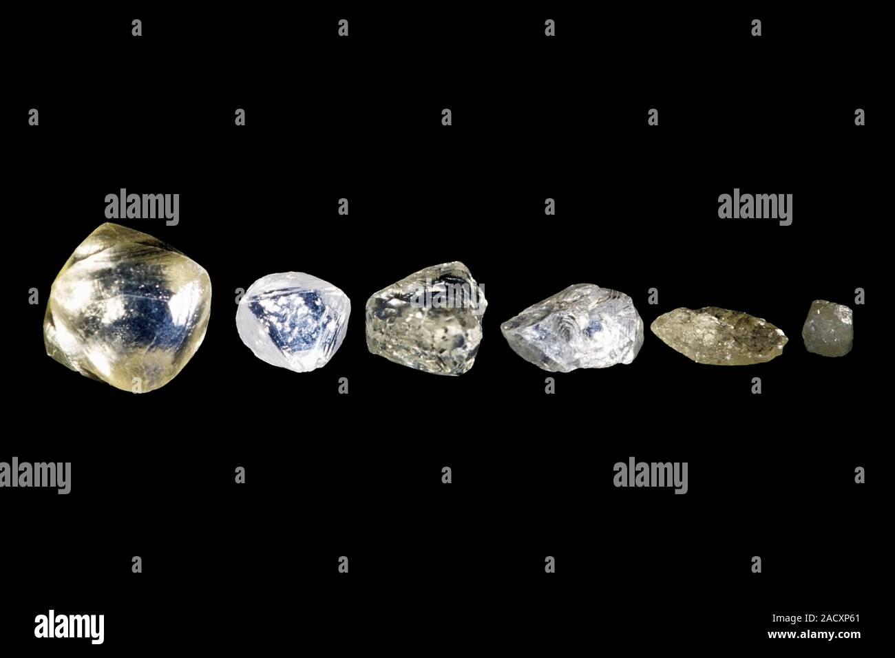 Uncut diamonds. Some uncut diamonds of different carat, clarity, colour ...