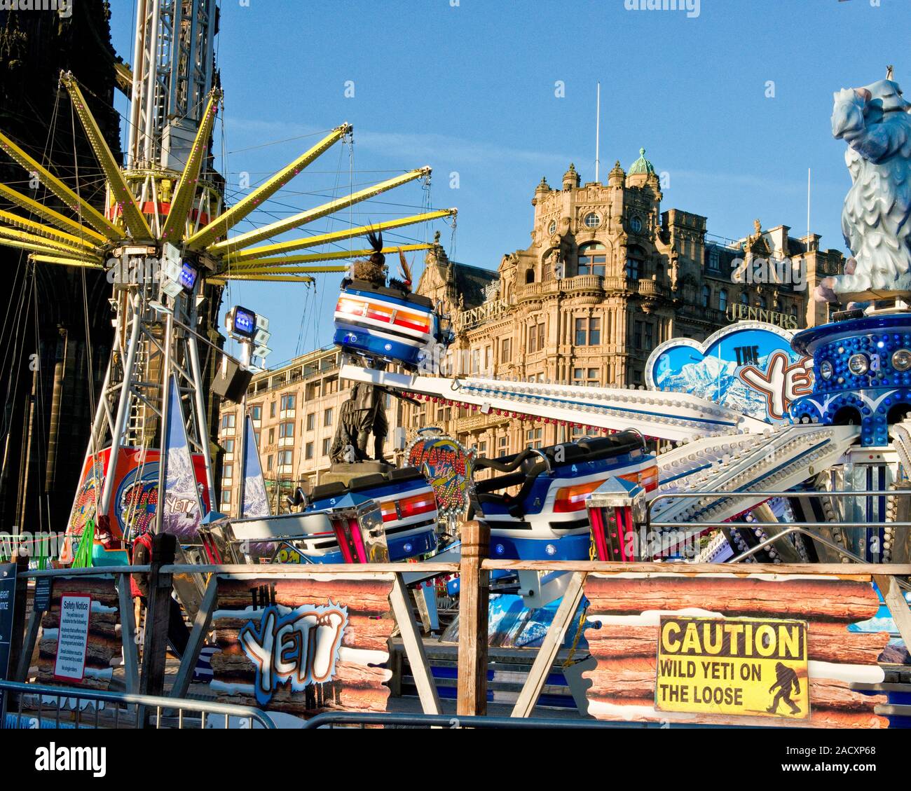 Yeti and Star Flyer fairground rides. Edinburgh Christmas Market and ...