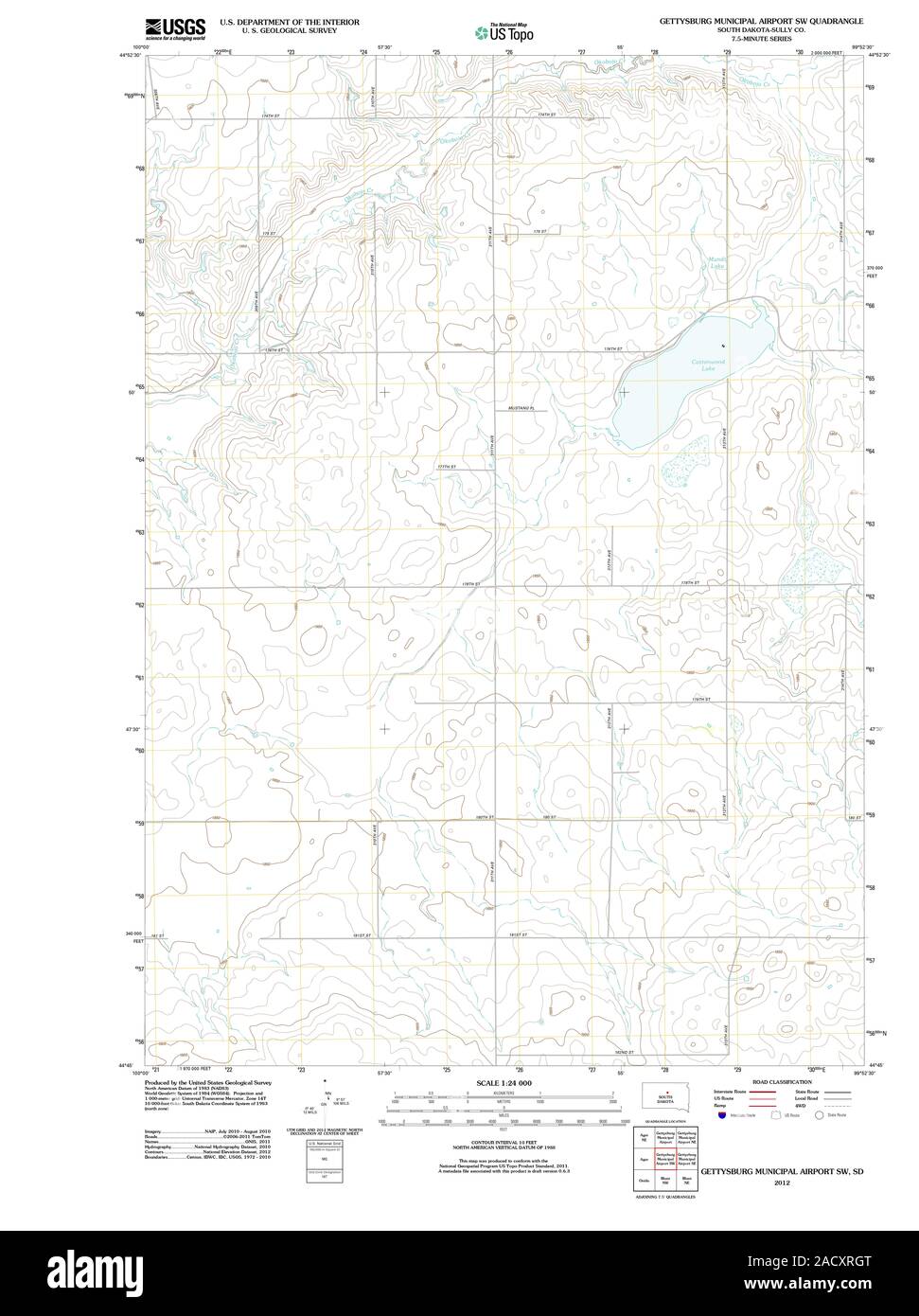 USGS TOPO Map South Dakota SD Gettysburg Municipal Airport SW 20120625 ...